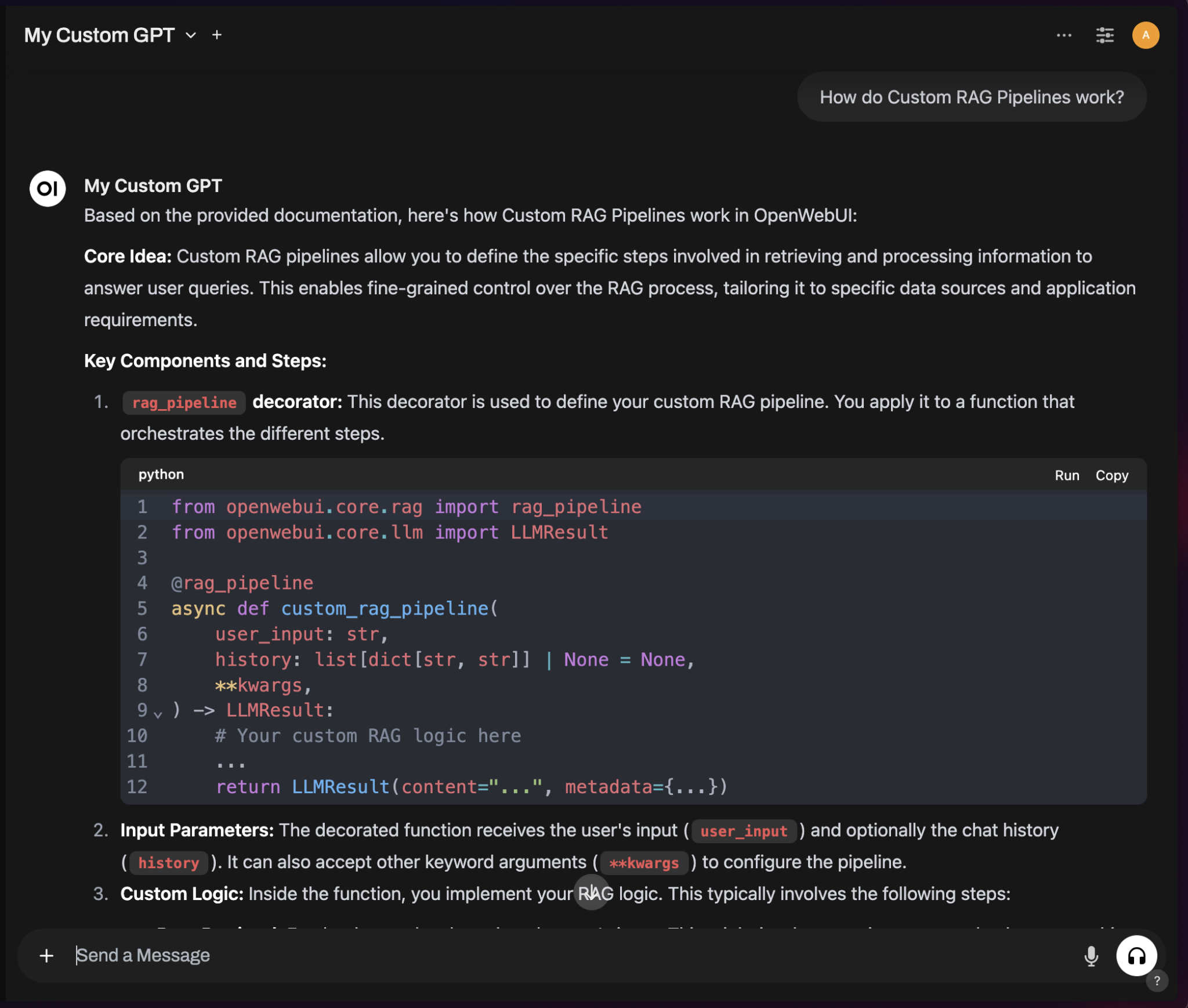 Creating a “Custom GPT” with Open Web UI - Demo Domain