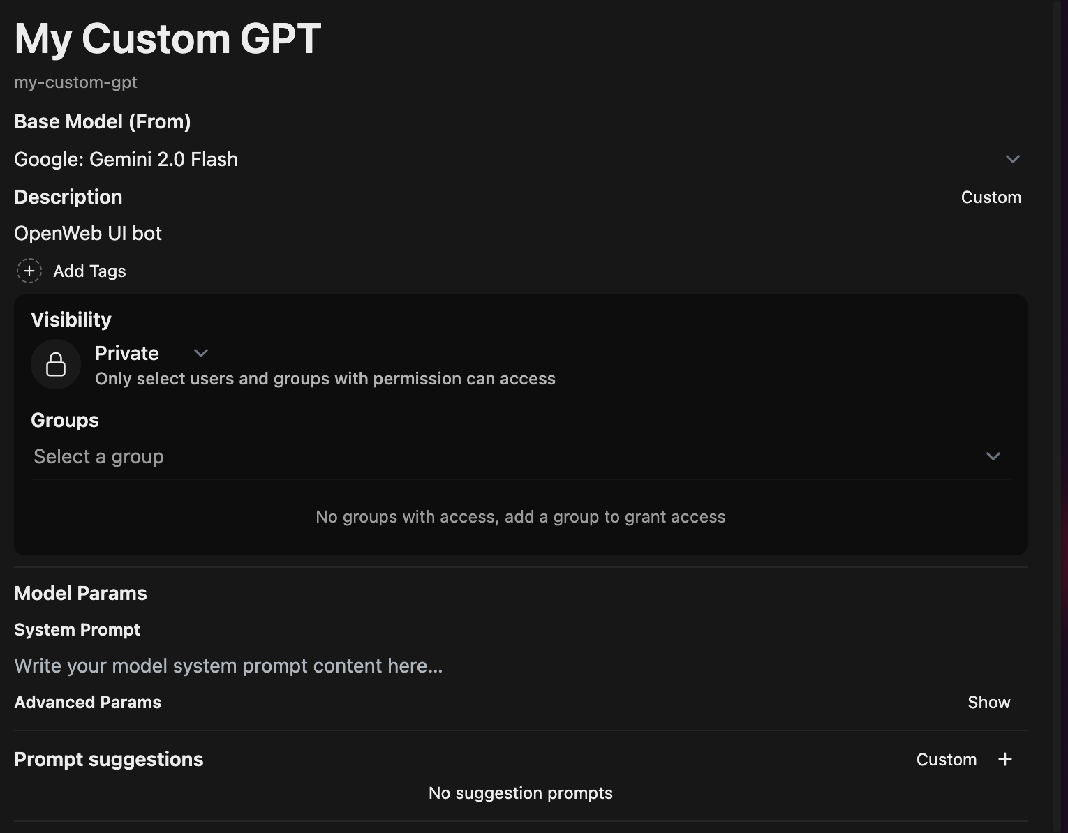 Creating a “Custom GPT” with Open Web UI - Demo Domain